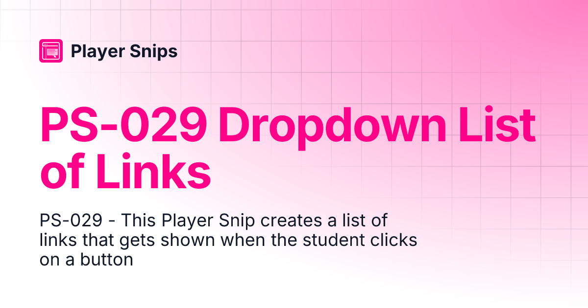 PS-029 Dropdown List of Links | Player Snips