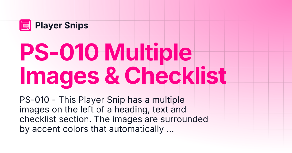 PS-010 Multiple Images & Checklist | Player Snips
