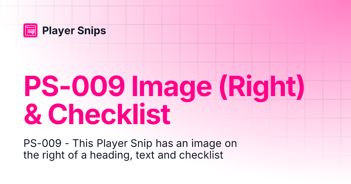 PS-009 Image (Right) & Checklist | Player Snips