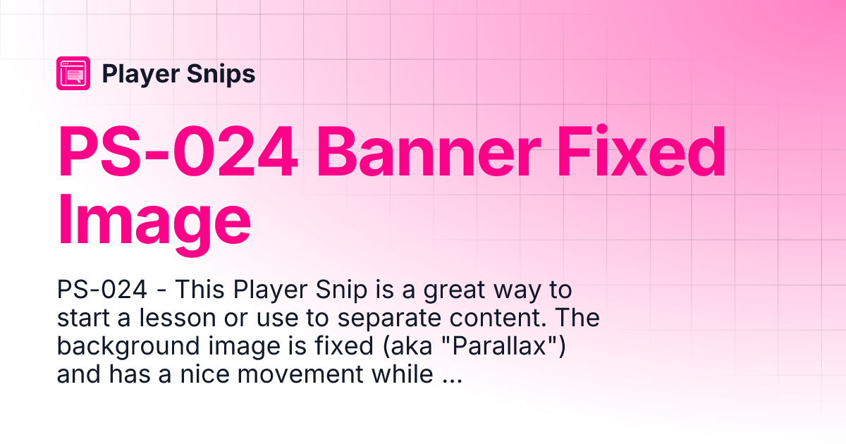 PS-024 Banner Fixed Image | Player Snips
